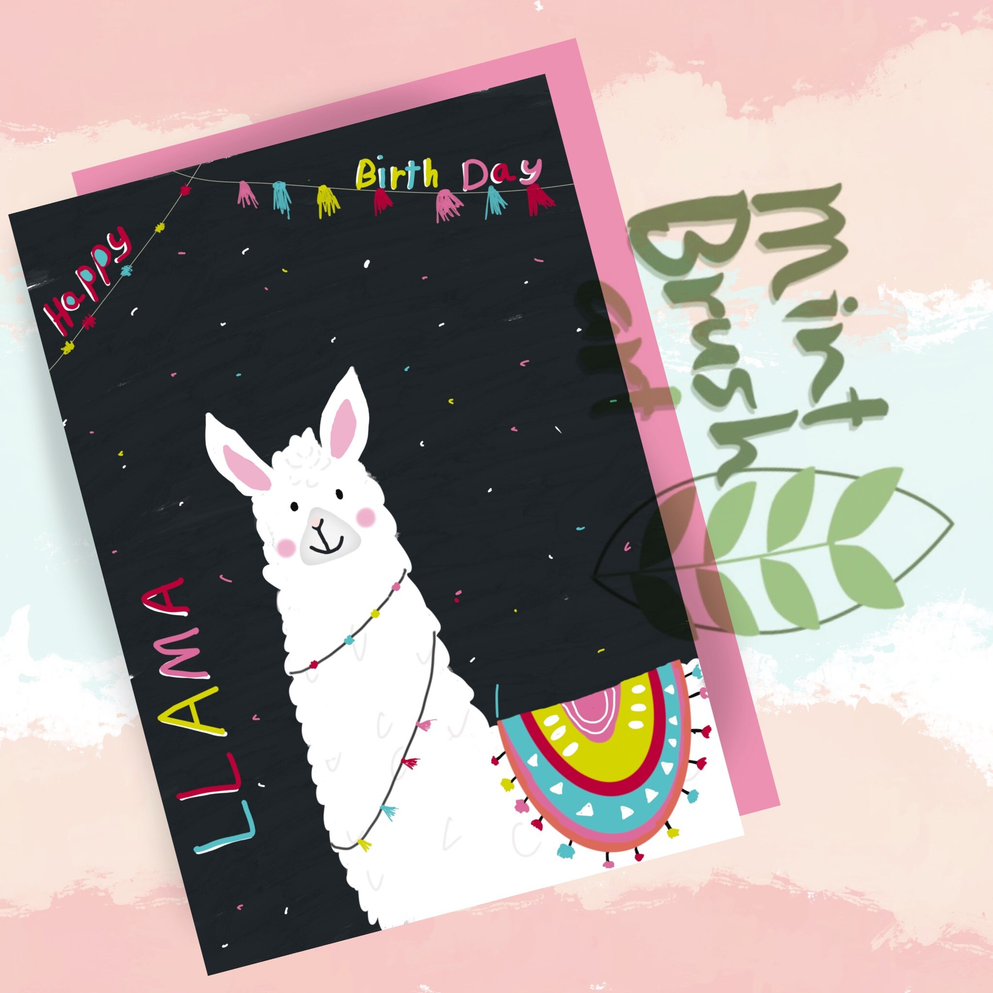 Cute Llama Happy Birthday Card - Etsy