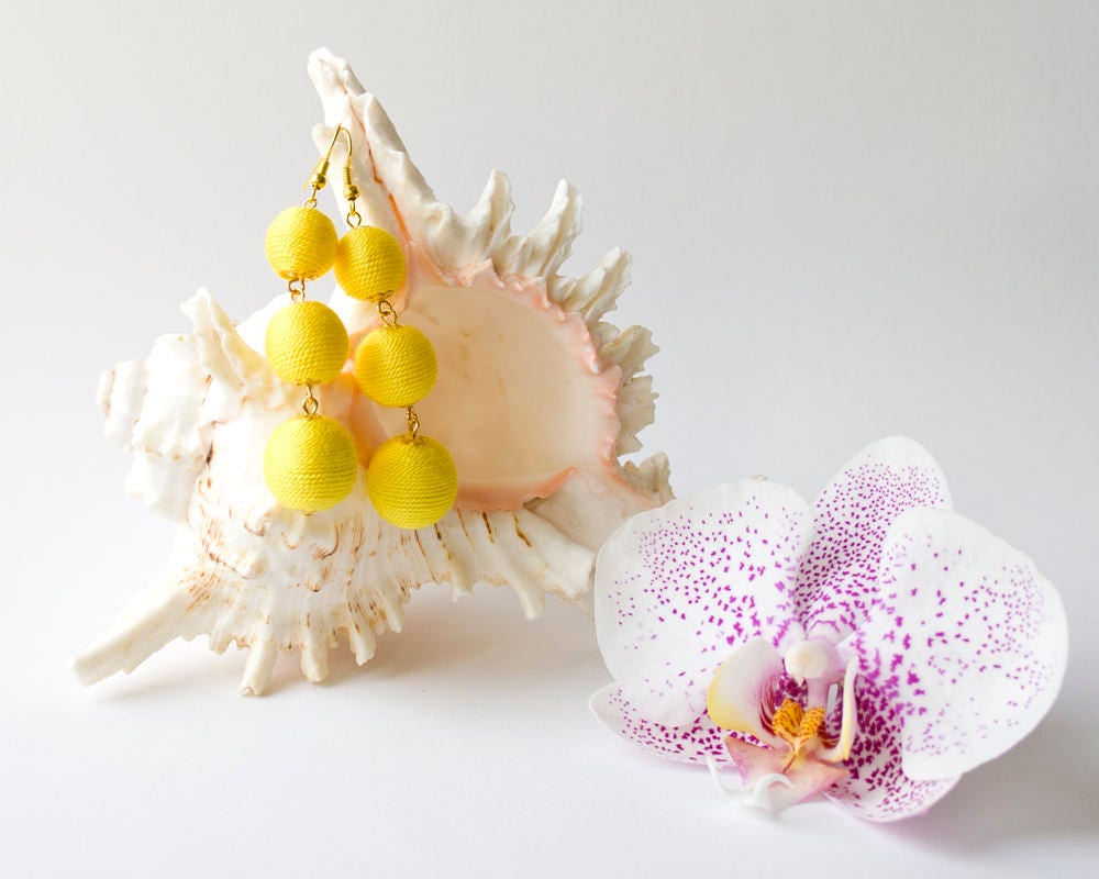 Yellow Les bonbon earrings Bon Bon Earrings Clip on Lemon | Etsy