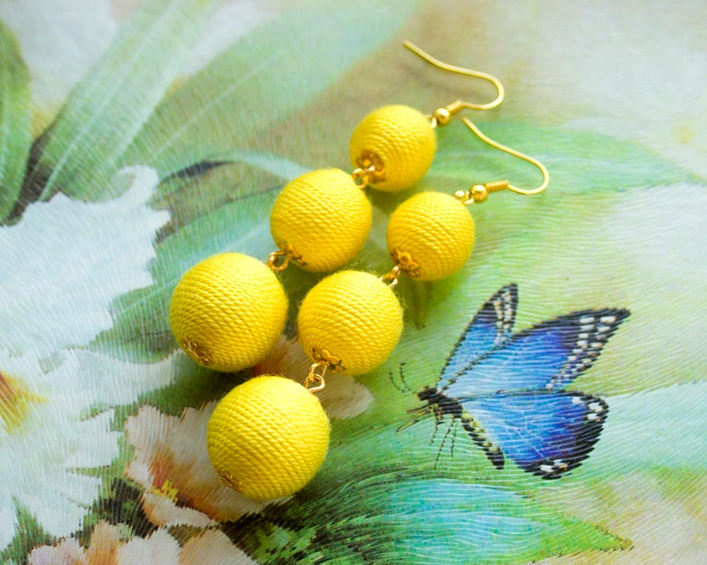 Yellow Les bonbon earrings Bon Bon Earrings Clip on Lemon | Etsy