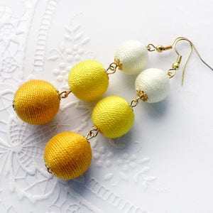 Bon Bon Earrings Orange Ball Drop Pom Pom Earrings Long Ombre Earrings ...