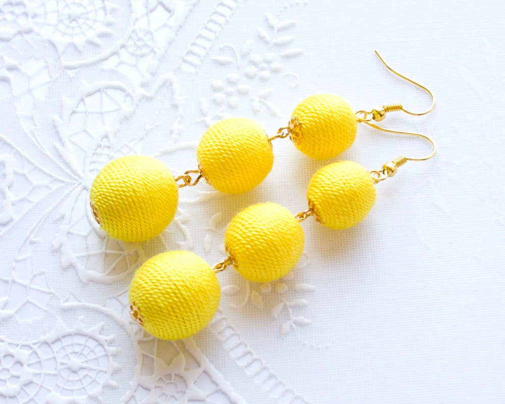 Yellow Les Bonbon Earrings Bon Bon Earrings Clip on Lemon - Etsy