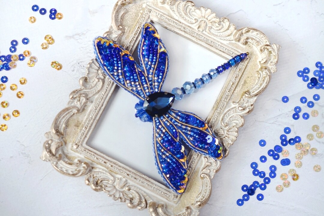 Blue Dragonfly Jewelry Making Set Beading Brooches Embroidery Kit ...