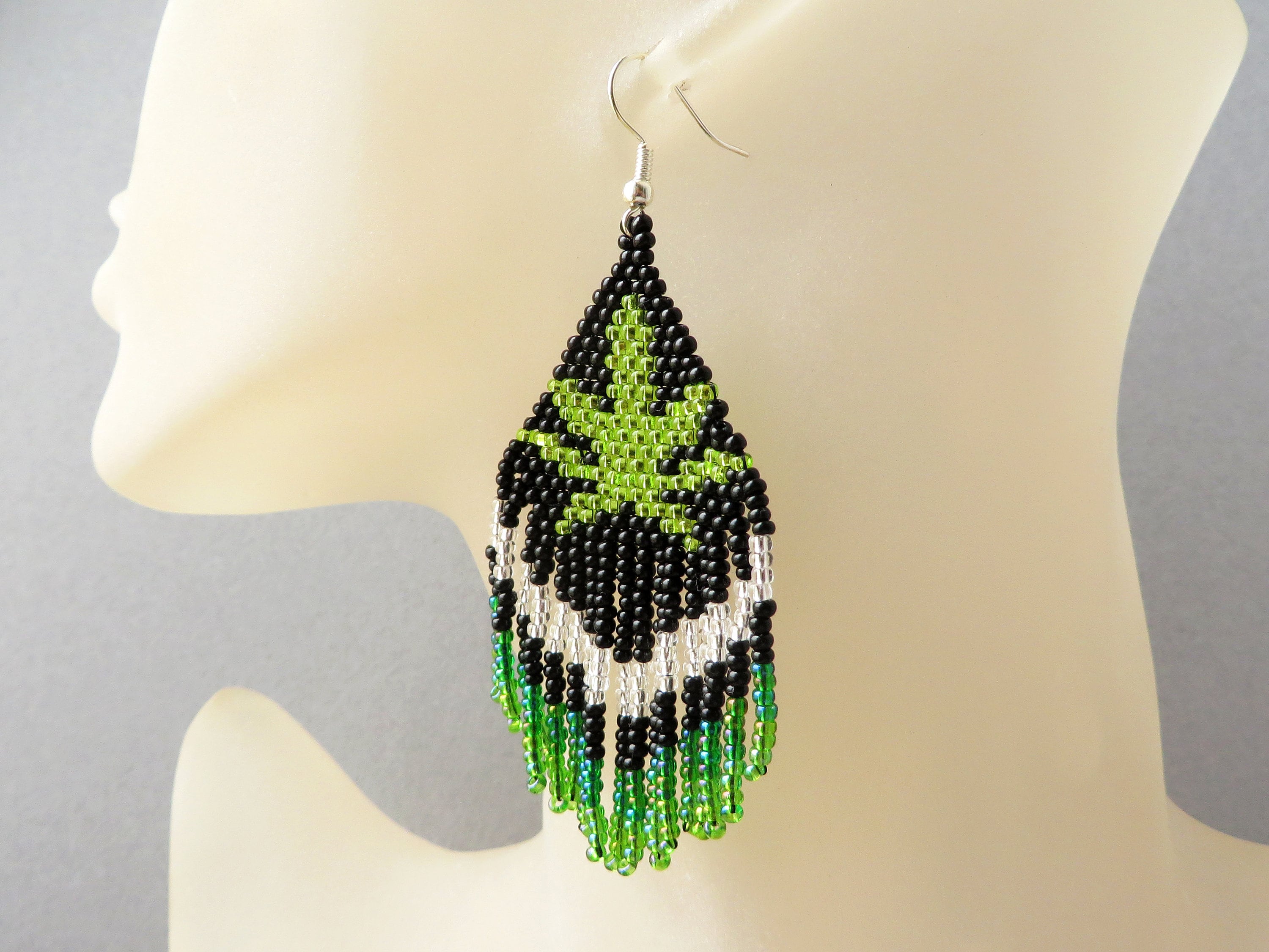 Beaded Cannabis Earrings Bright Summer Earrings Seed Bead | Etsy