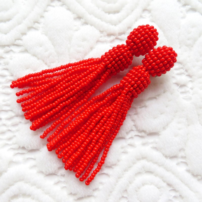 Long Red Earrings - Etsy
