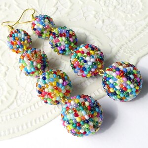 Beaded Balls Earrings Beads Ball Drop Earrings Multicolor Bon Bon ...