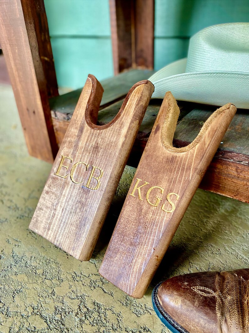 Custom Name/initials Boot Jacks Pine and Leather Boot Jacks - Etsy