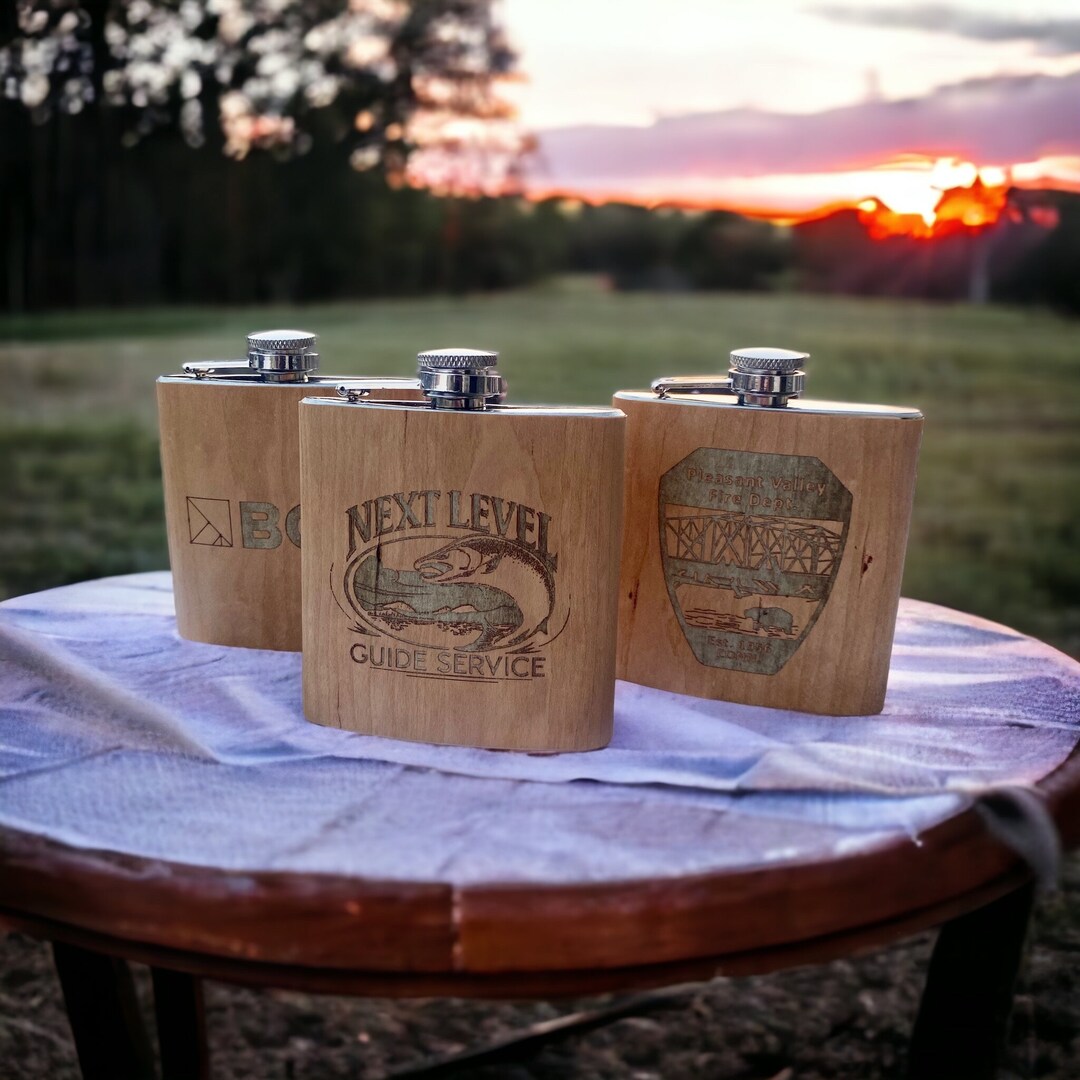 Custom Logo Wooden Flasks| Any College Logo|company Gifts| Frat Letters ...
