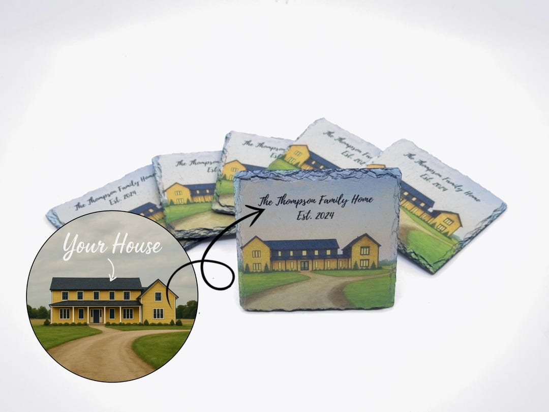 Custom Home Photo Slate Coasters | Real Estate Closing Gift ...