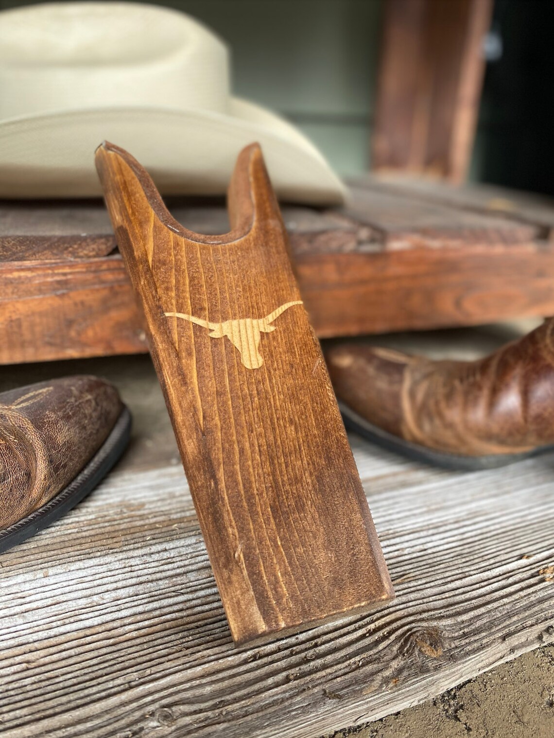Custom Wooden Boot Jacks Pine and Leather Boot Jacks - Etsy