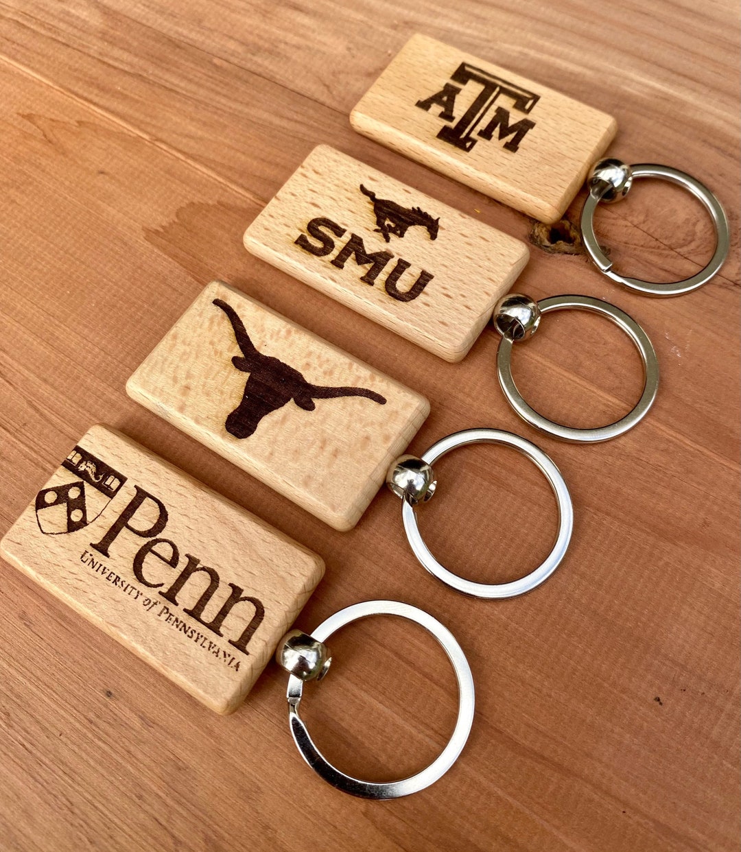 College Keychains Personalized Keychains Grad Gift Keychains Hardwood ...