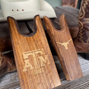 Custom Wooden Boot Jacks Pine and Leather Boot Jacks - Etsy