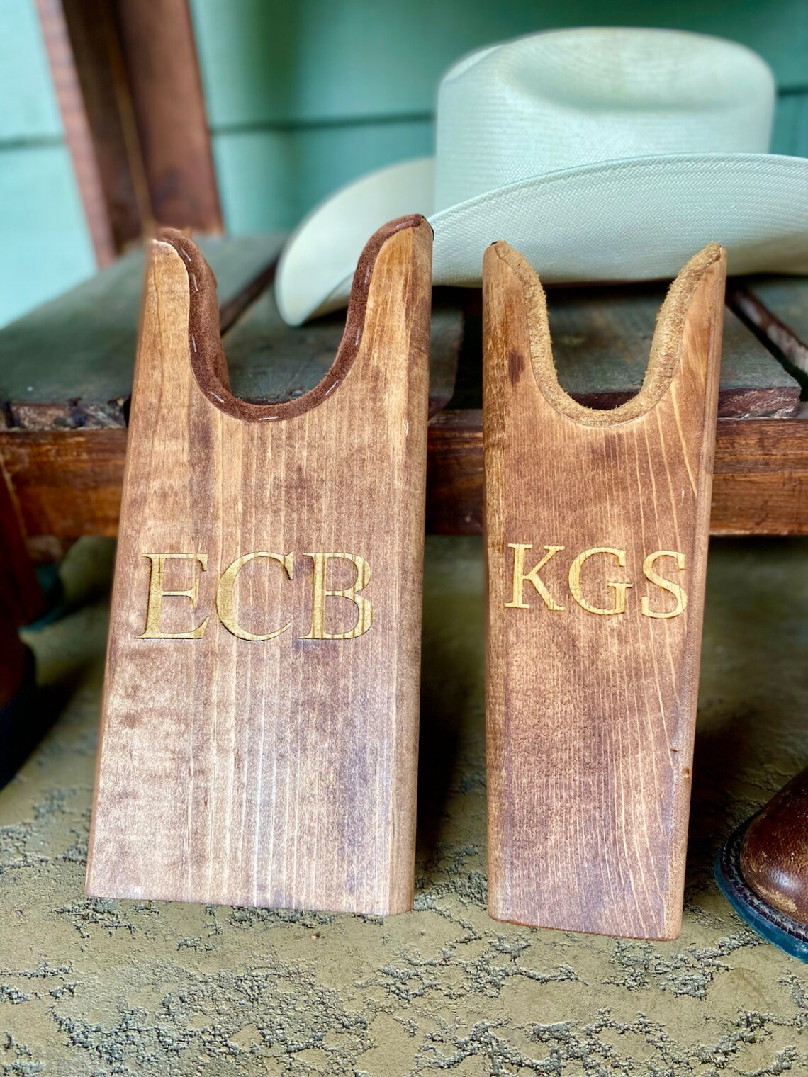 Custom Name/initials Boot Jacks| Pine and Leather Boot Jacks| Handmade ...