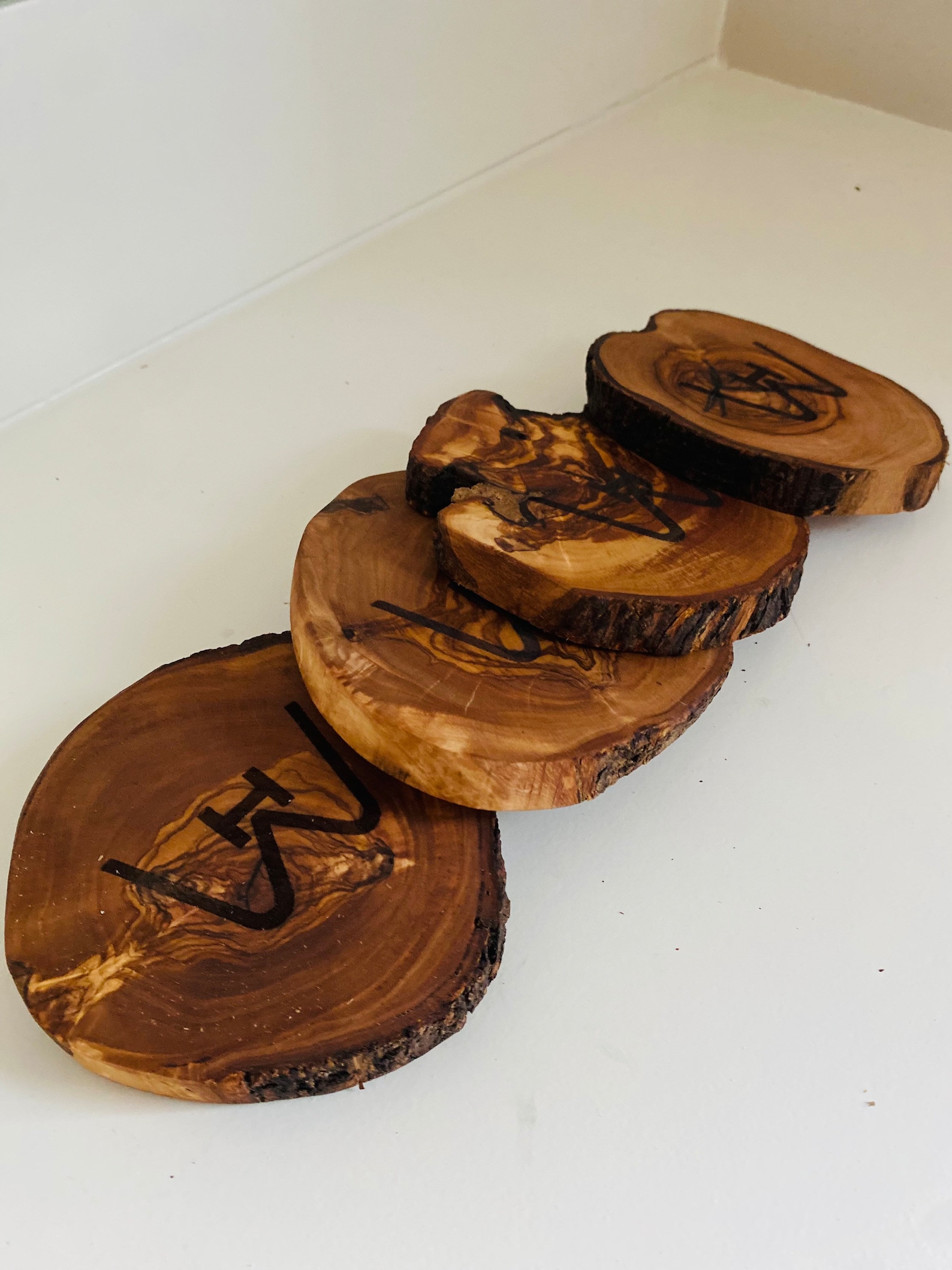 Hand Cut Olive Wood Coasters Rustic Wooden Coasters Wooden - Etsy
