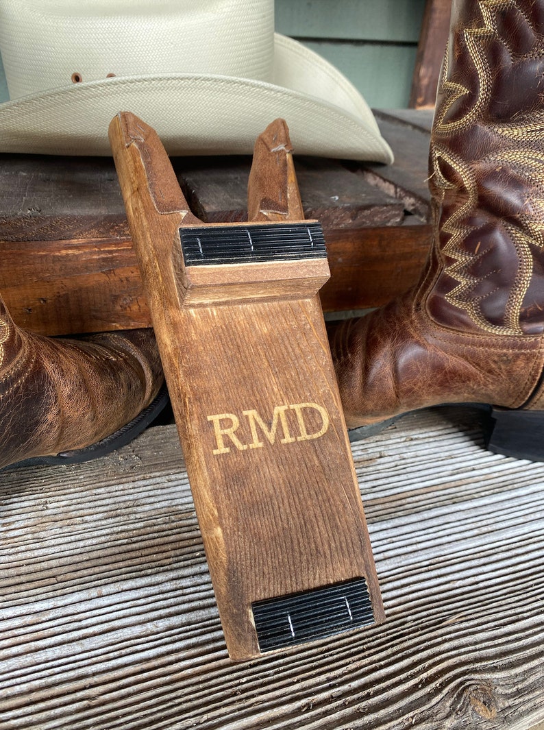 Custom Wooden Boot Jacks Pine and Leather Boot Jacks - Etsy