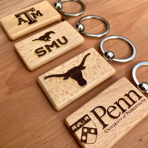College Keychains Personalized Keychains Grad Gift Keychains Hardwood ...