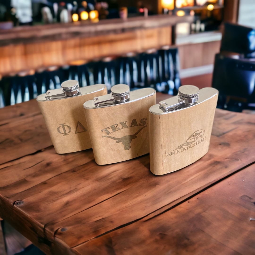 Custom College Wooden Flasks Any College Logocompany Gifts Frat Letters ...