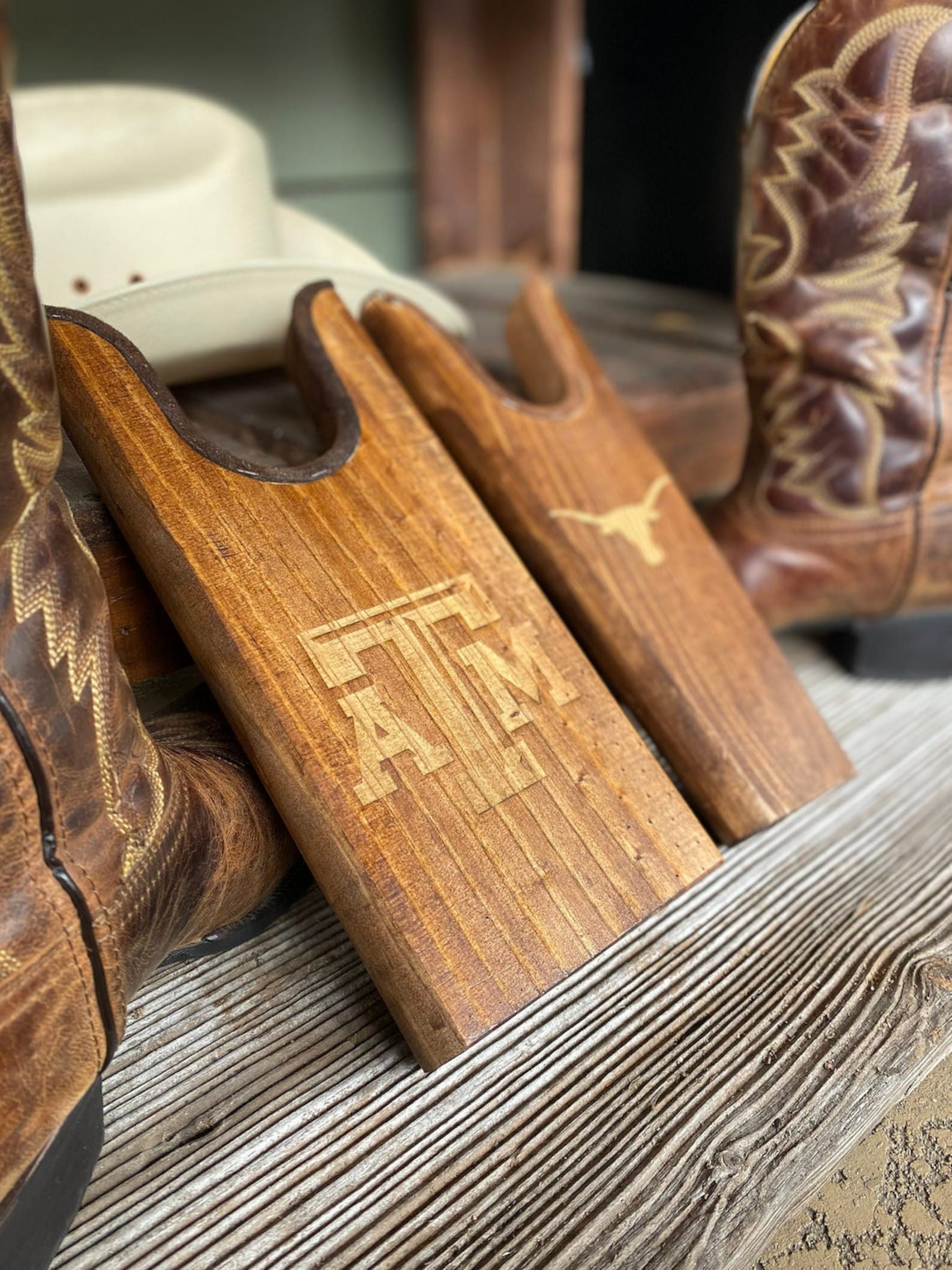 Custom Wooden Boot Jacks Pine and Leather Boot Jacks - Etsy