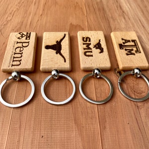 College Keychains Personalized Keychains Grad Gift Keychains Hardwood ...