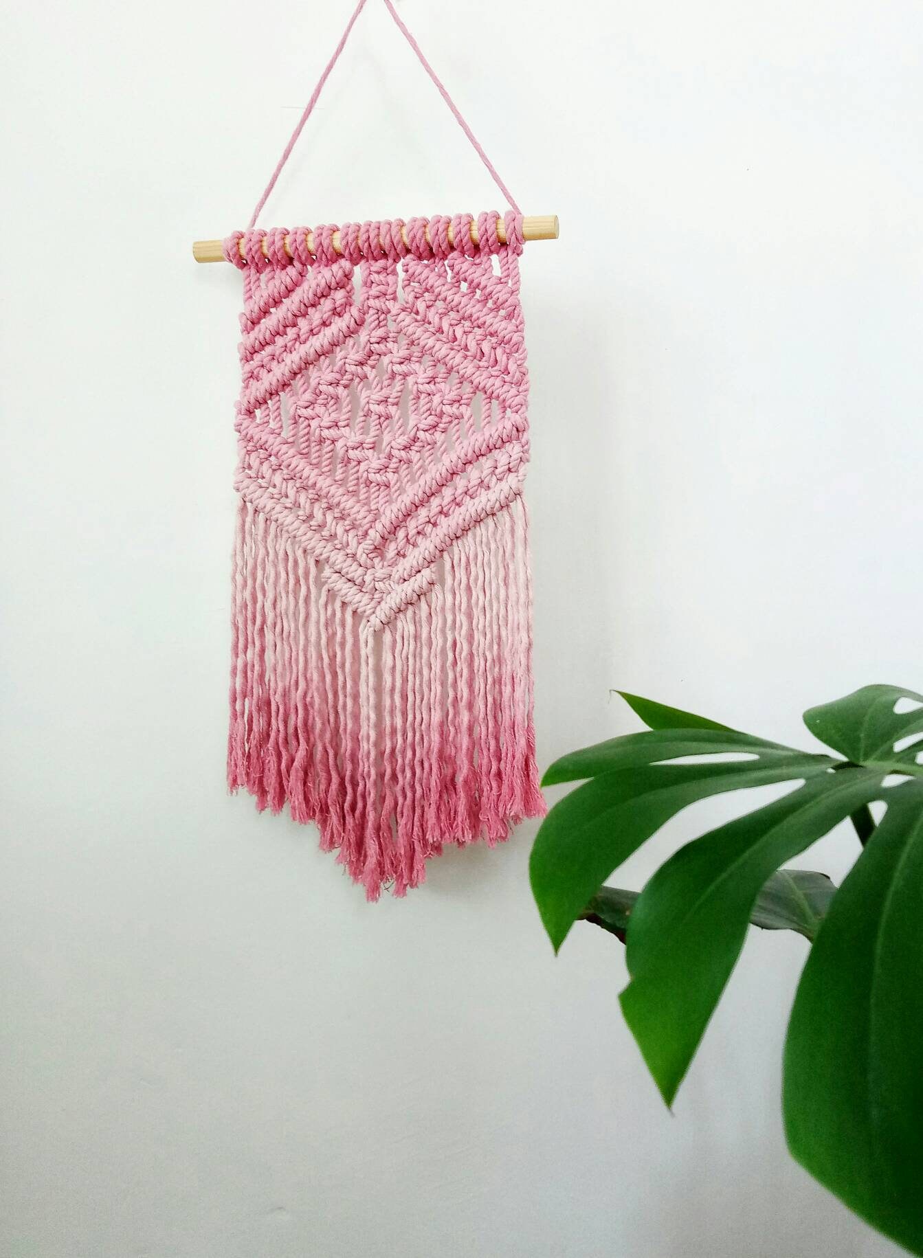 Dip-dyed macrame wall hanging Pink macrame wall hanging Pink | Etsy