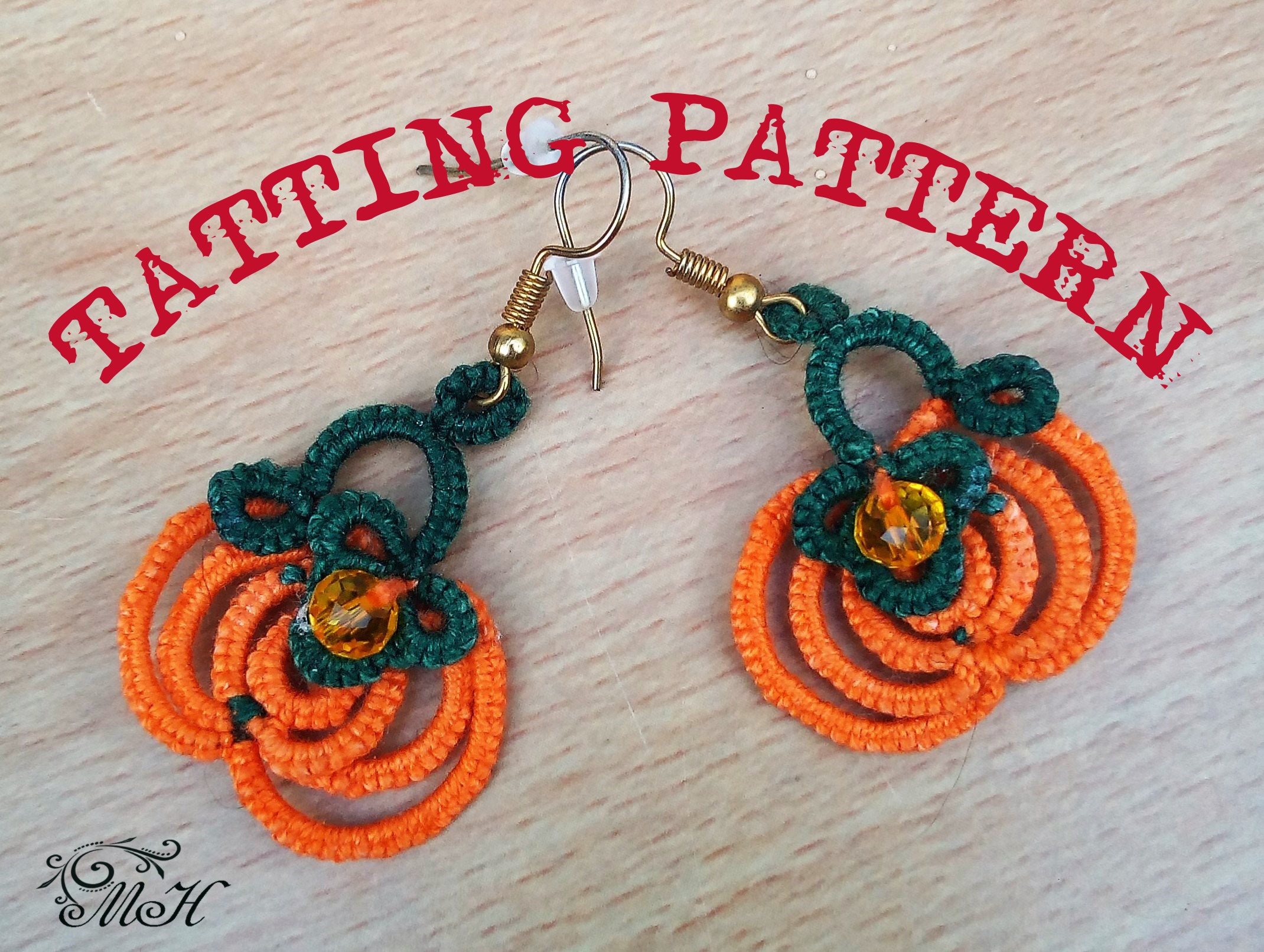 Tatting Pattern Pumpkin Earrings Tatting Pumpkin PDF Digital Tatting ...