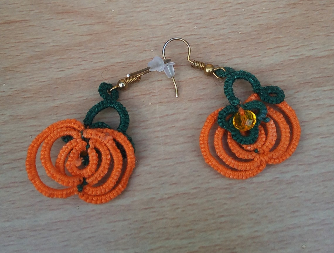 Tatting Pattern Pumpkin Earrings Tatting Pumpkin PDF Digital Tatting ...