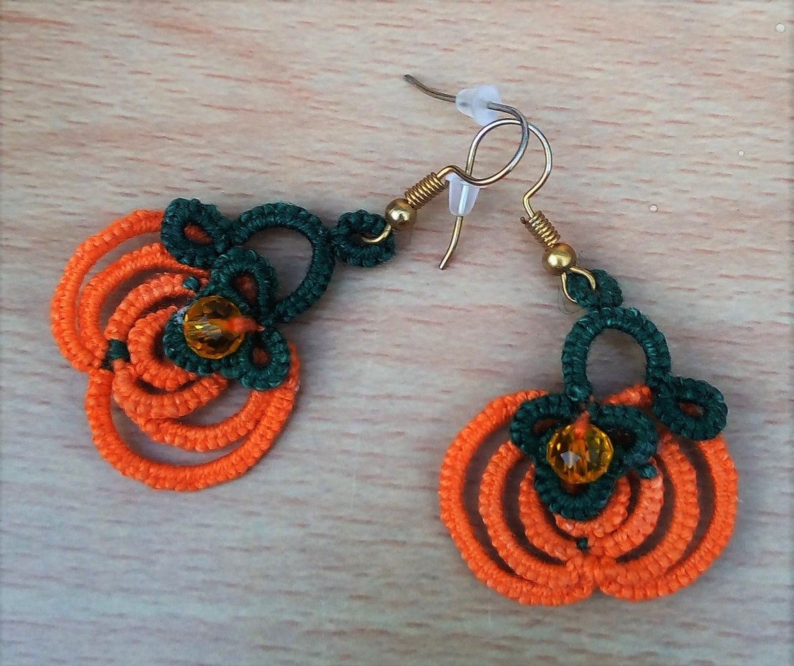 Tatting Pattern Pumpkin Earrings Tatting Pumpkin PDF Digital Tatting ...
