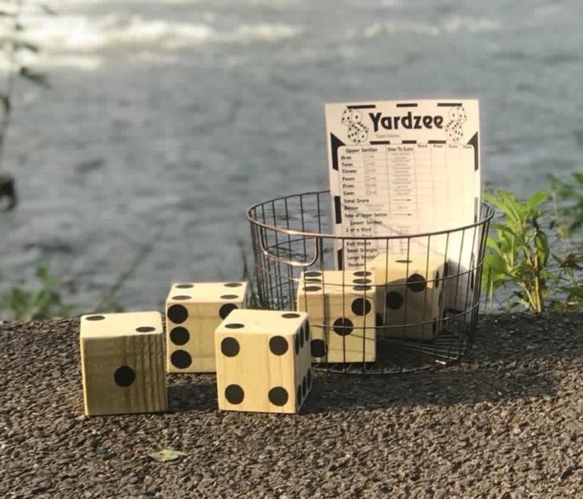 Outdoor Yardzee Game - Giant Wooden Dice - Outdoor Game - Yahtzee ...