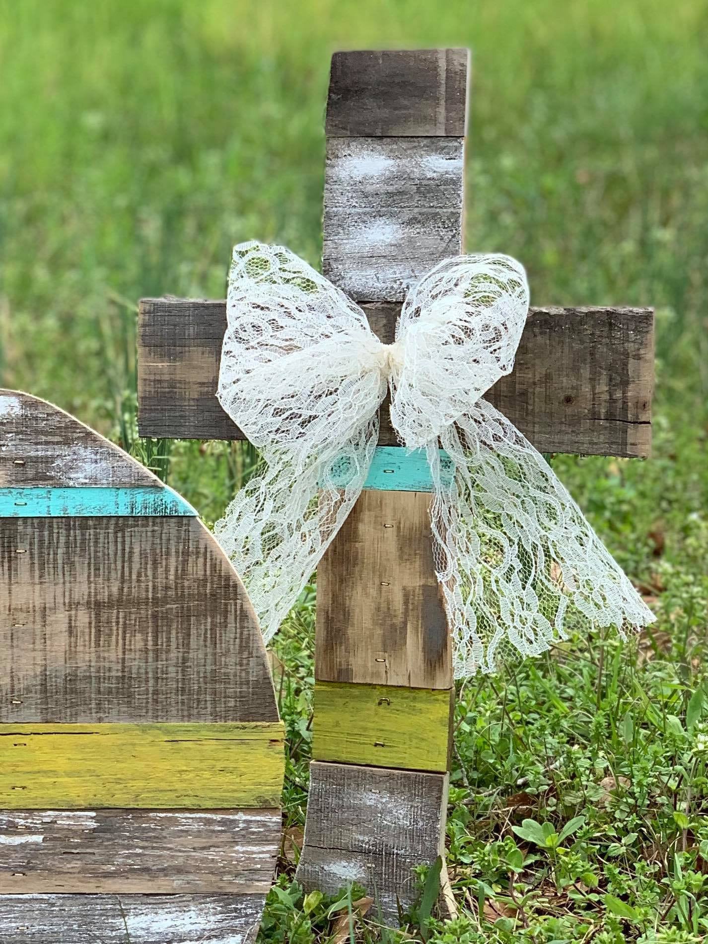 Easter Porch Cross, Patio, Home Decor, Cross, Handmade, Handpainted ...