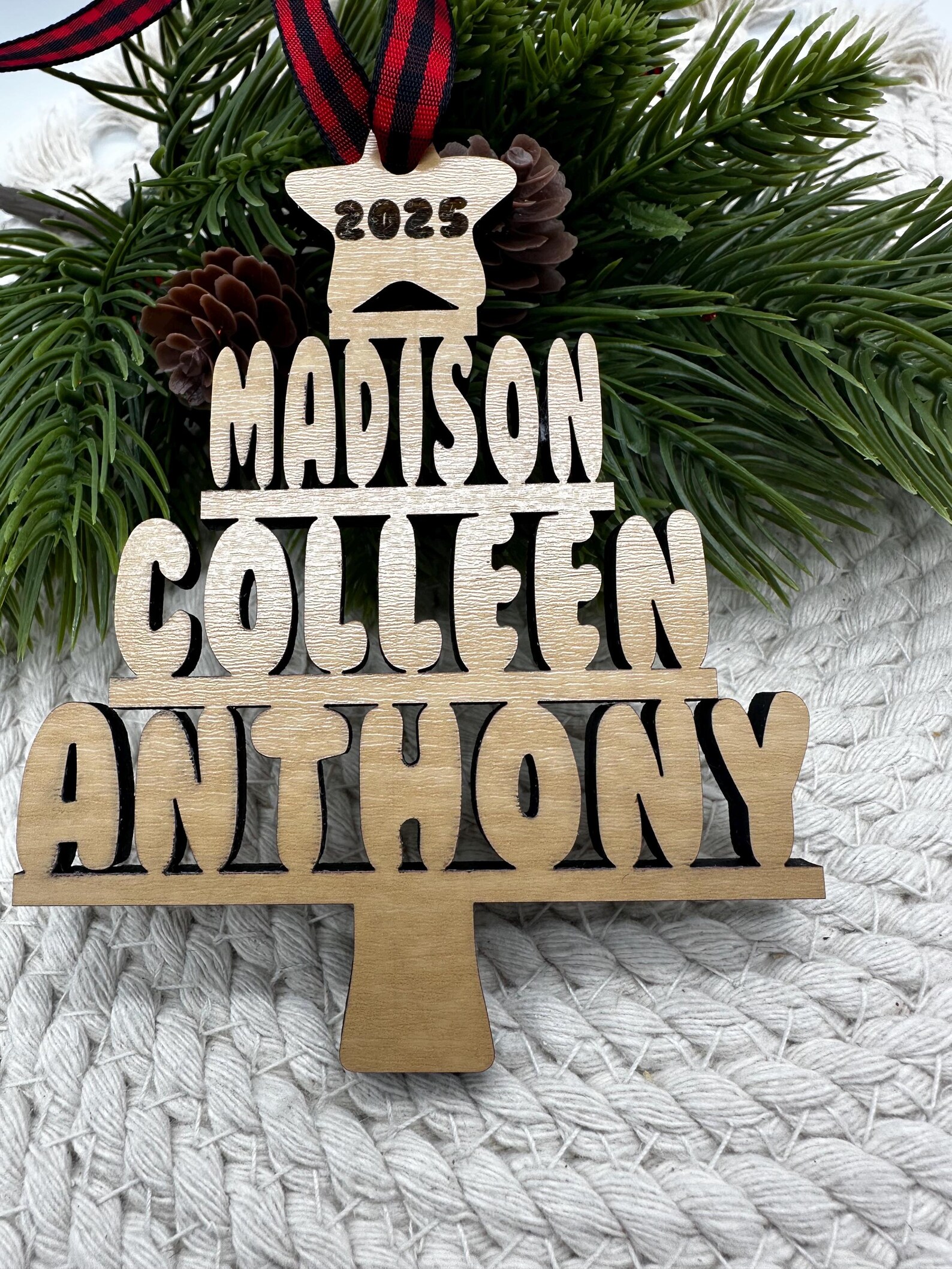 Christmas Tree Name Ornament - Etsy