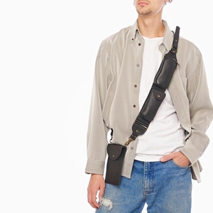 Bandolier Leather Crossbody Phone Case, Festival Chest Belt, Utility ...