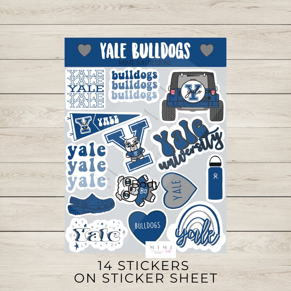 14 Yale University Vinyl Stickers Sheet Yale Bulldogs Sticker Sheet - Etsy