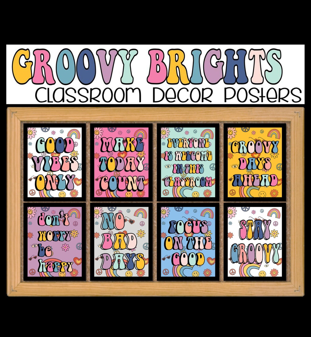 Groovy Retro Positive Inspirational 150 Quote Classroom Posters | RETRO DECOR | 70s Groovy - Etsy