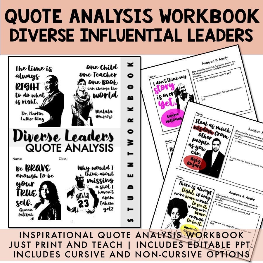 EDITABLE and PRINTABLE Inspirational Quote Analysis Workbook, Bell ...