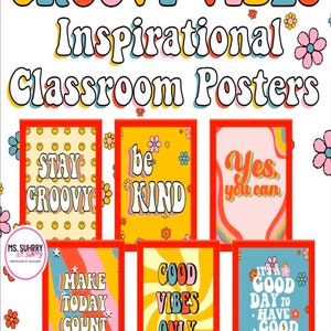 Groovy Vibes 70s Retro Inspirational Positive Quote Posters 60 Posters ...