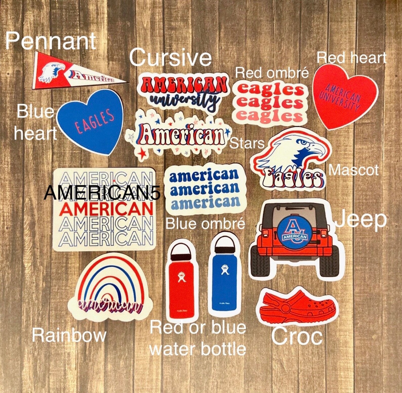 American University Vinyl Die Cut Stickers AU EAGLES Sticker Pack - Etsy