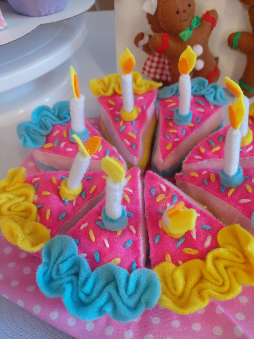 Felt Birthday Cake Slice Toy Cakes Gifts Play Food Cupcakes Bakery Shop ...