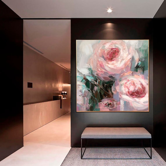 Large Flower Painting on Canvas Abstract Flower Art Floral - Etsy