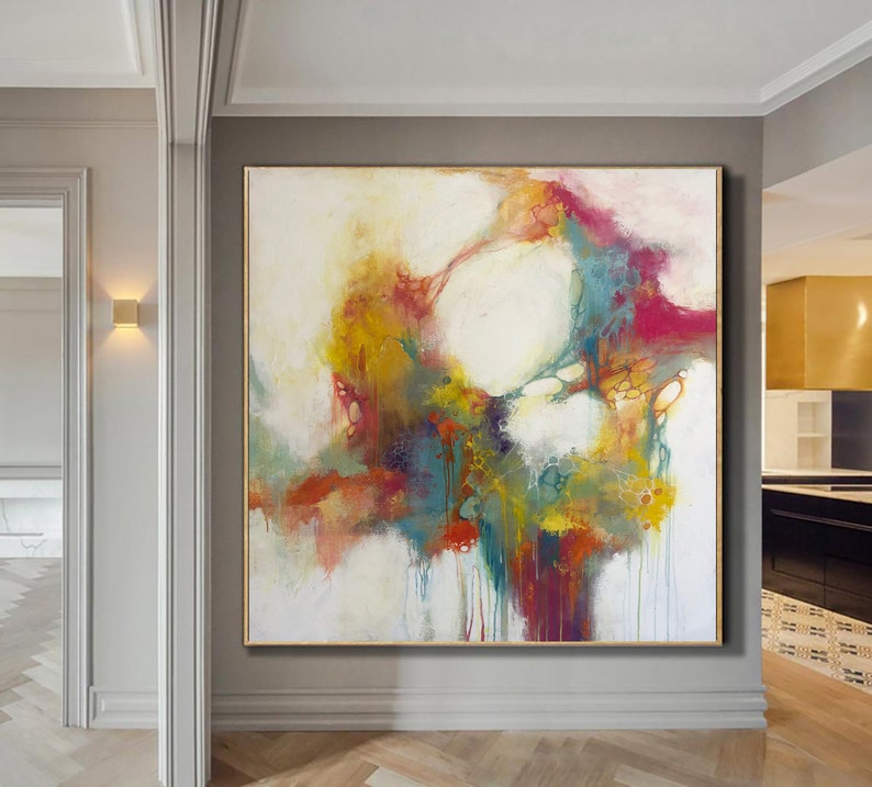 50x50 Oversize Canvas Art Colorful Painting Acrylic | Etsy