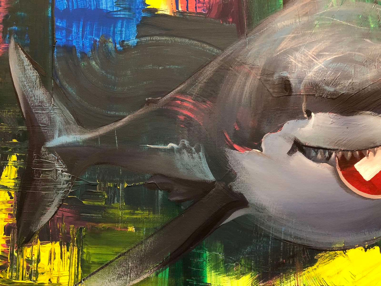 Colorful Abstract Shark Painting Canvas Large Oil Painting on | Etsy
