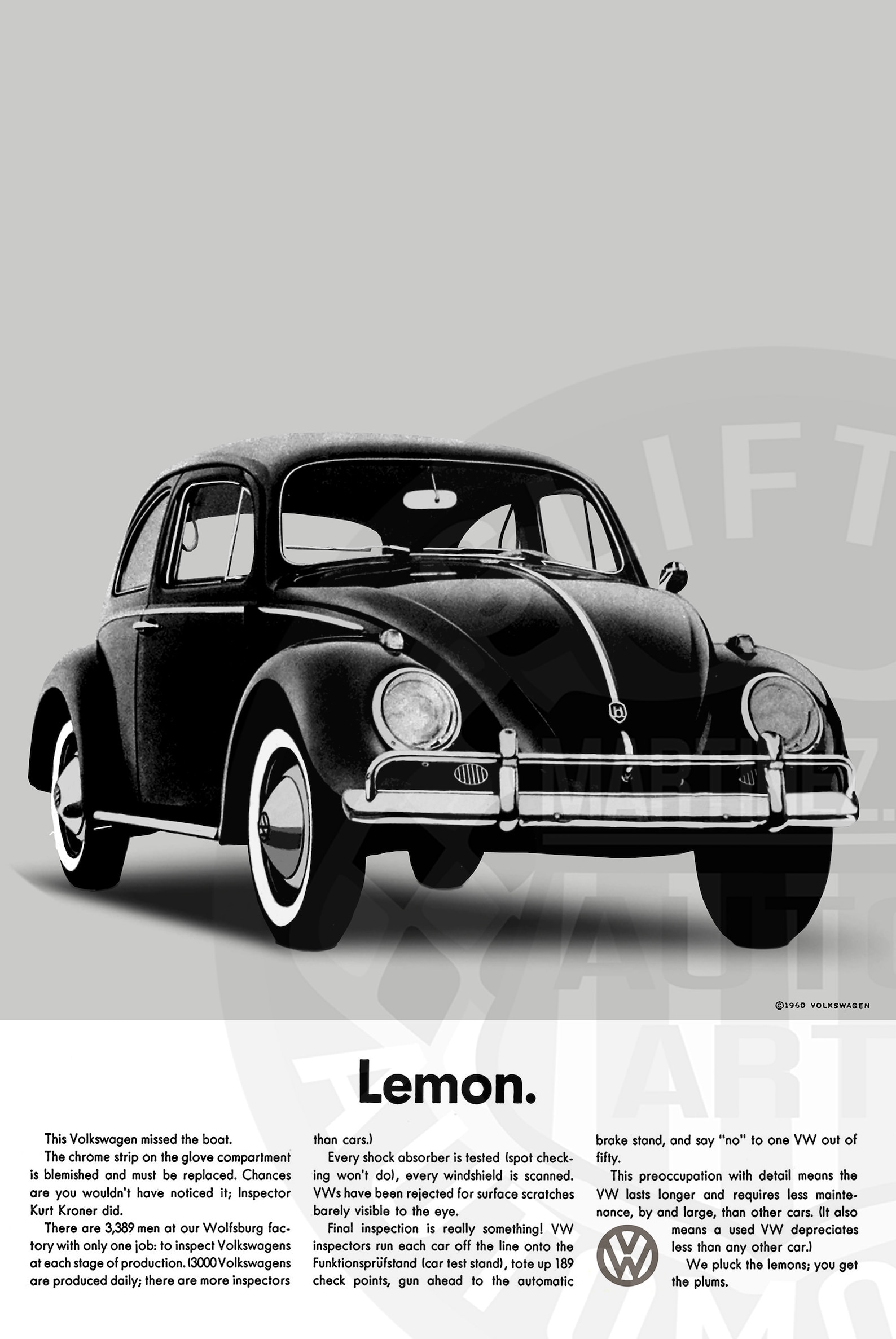 VW Lemon Advertisement Restored and Remastered - Etsy