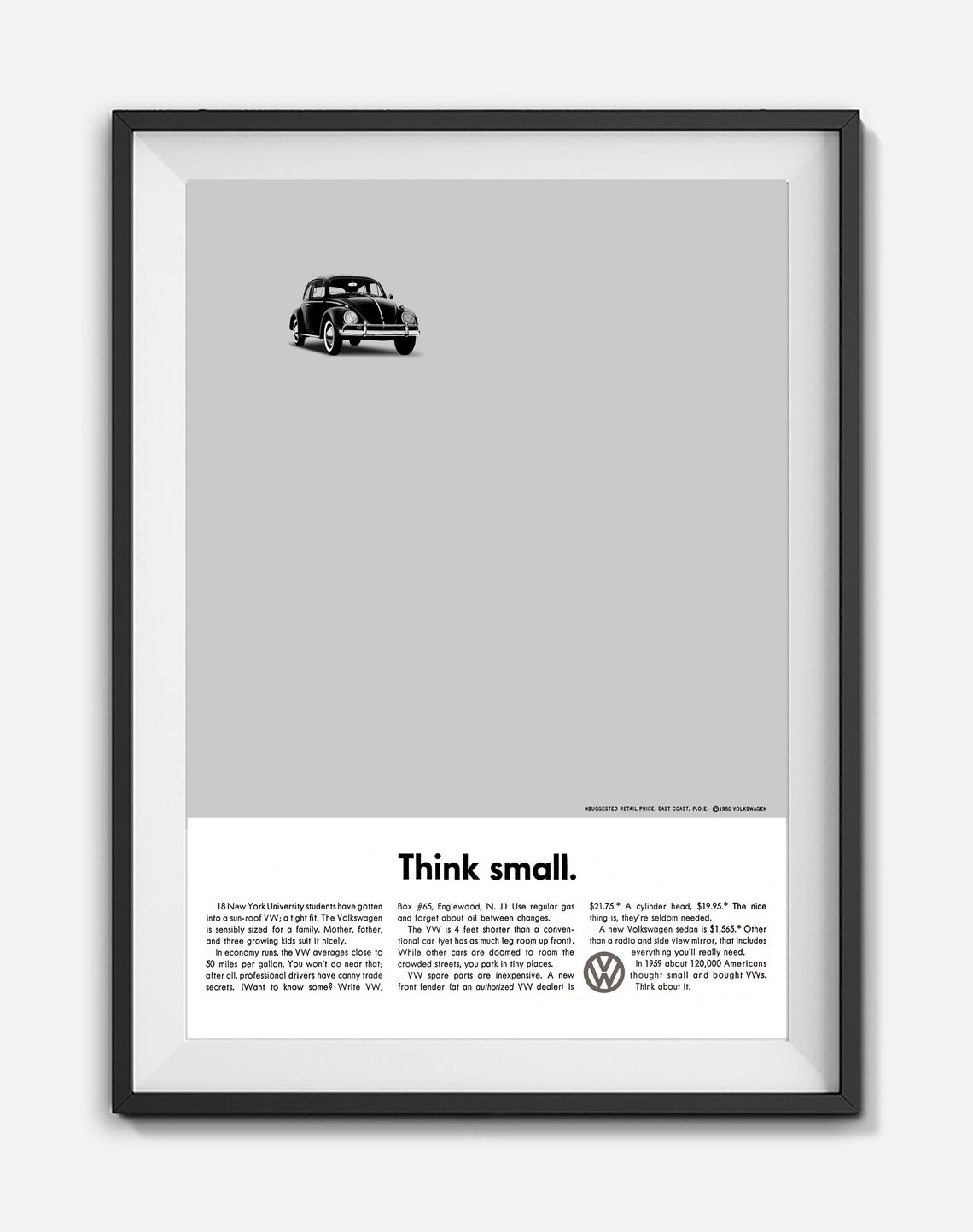 VW Think Small Advertisement - Restored and Remastered - Etsy