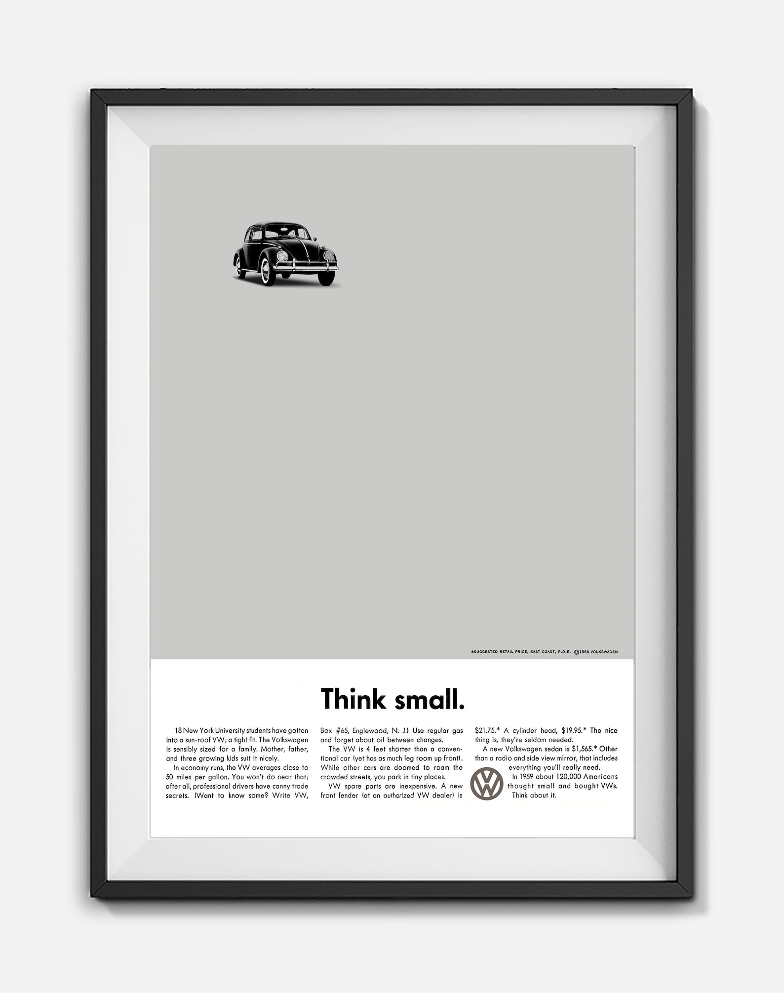 VW Think Small Advertisement - Restored and Remastered - Etsy