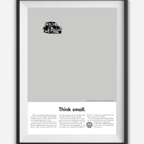 VW Think Small Advertisement Restored and Remastered - Etsy