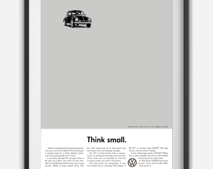 VW Think Small Advertisement - Restored and Remastered - Etsy