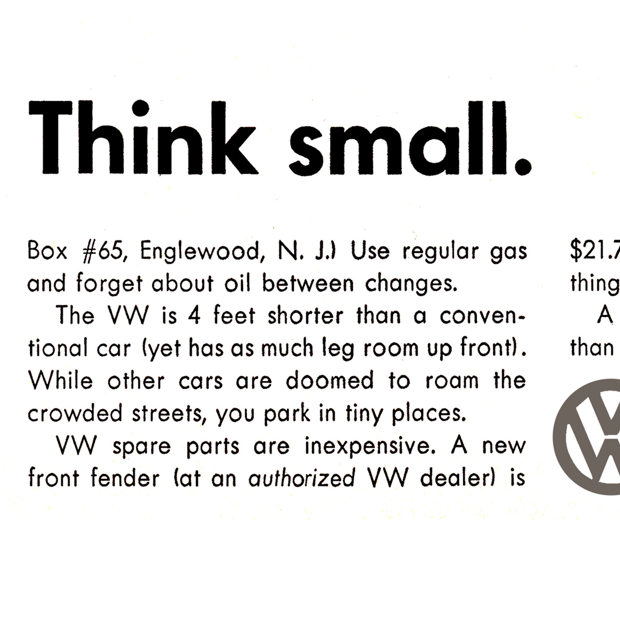 1960 VW Think Small Advertisement Restored and remastered | Etsy
