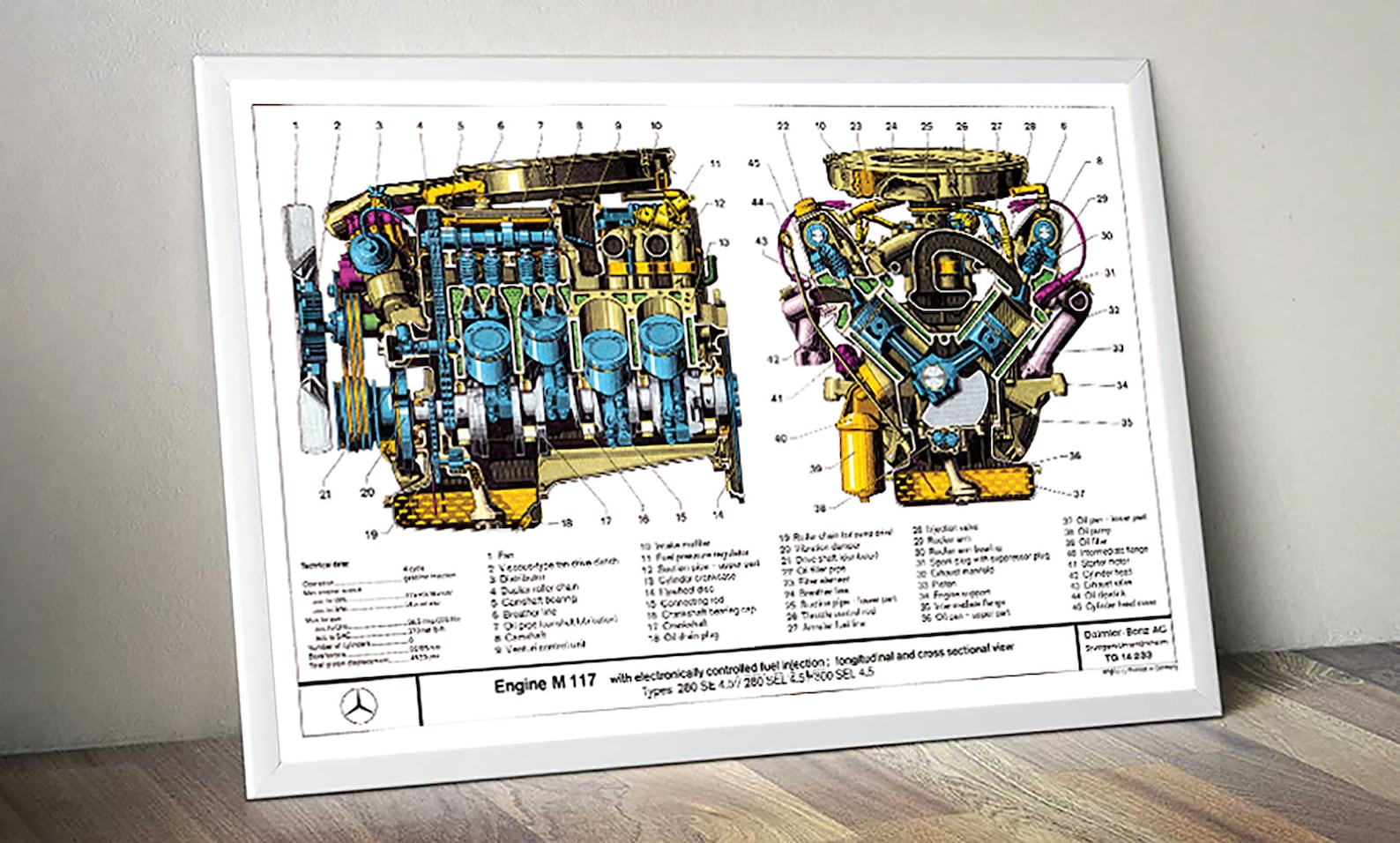 Mercedes-benz M117 Engine Cutaway Poster - Etsy