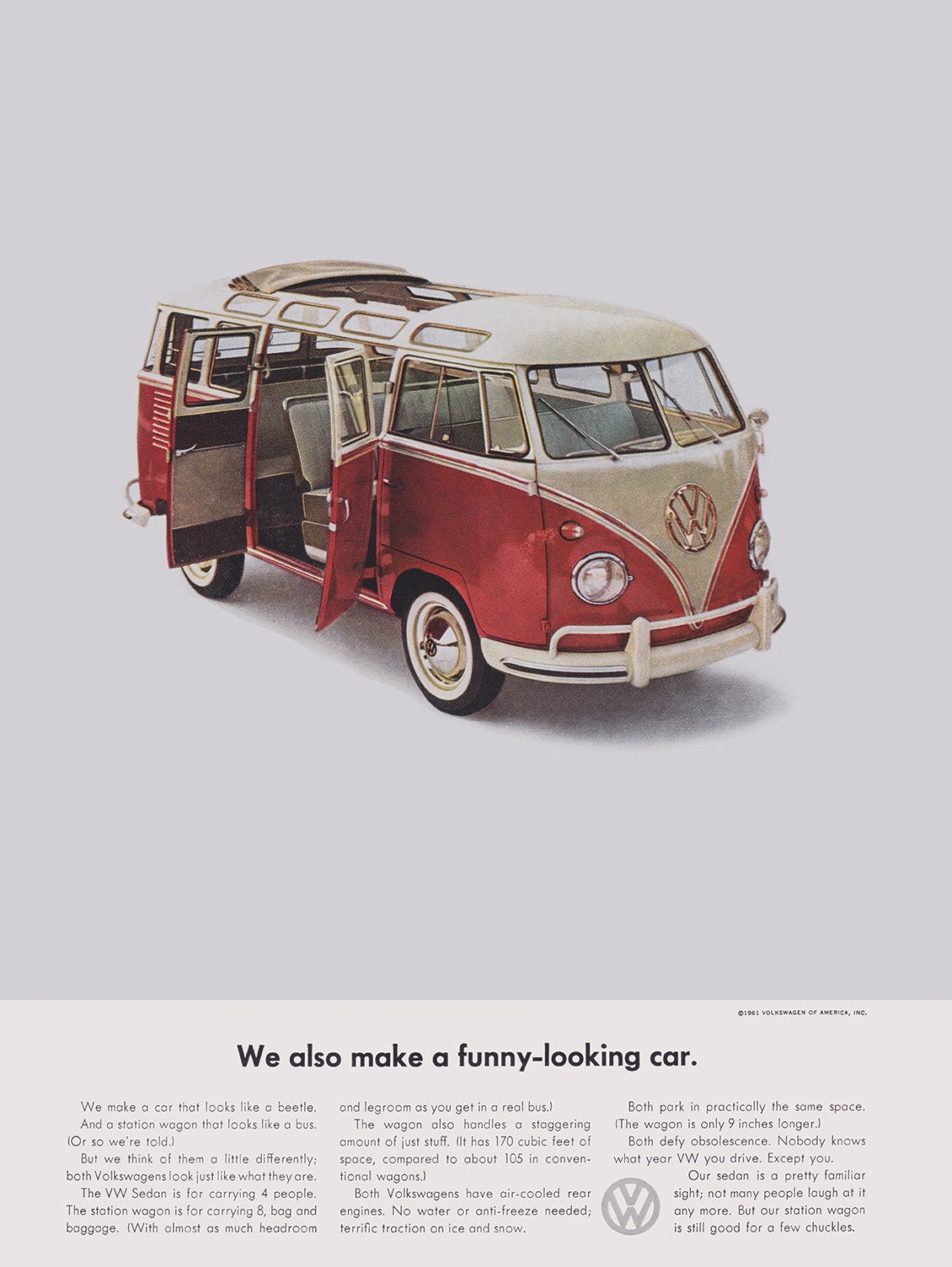 1961 VW Microbus Advertisment - Restored and Enlarged - Etsy