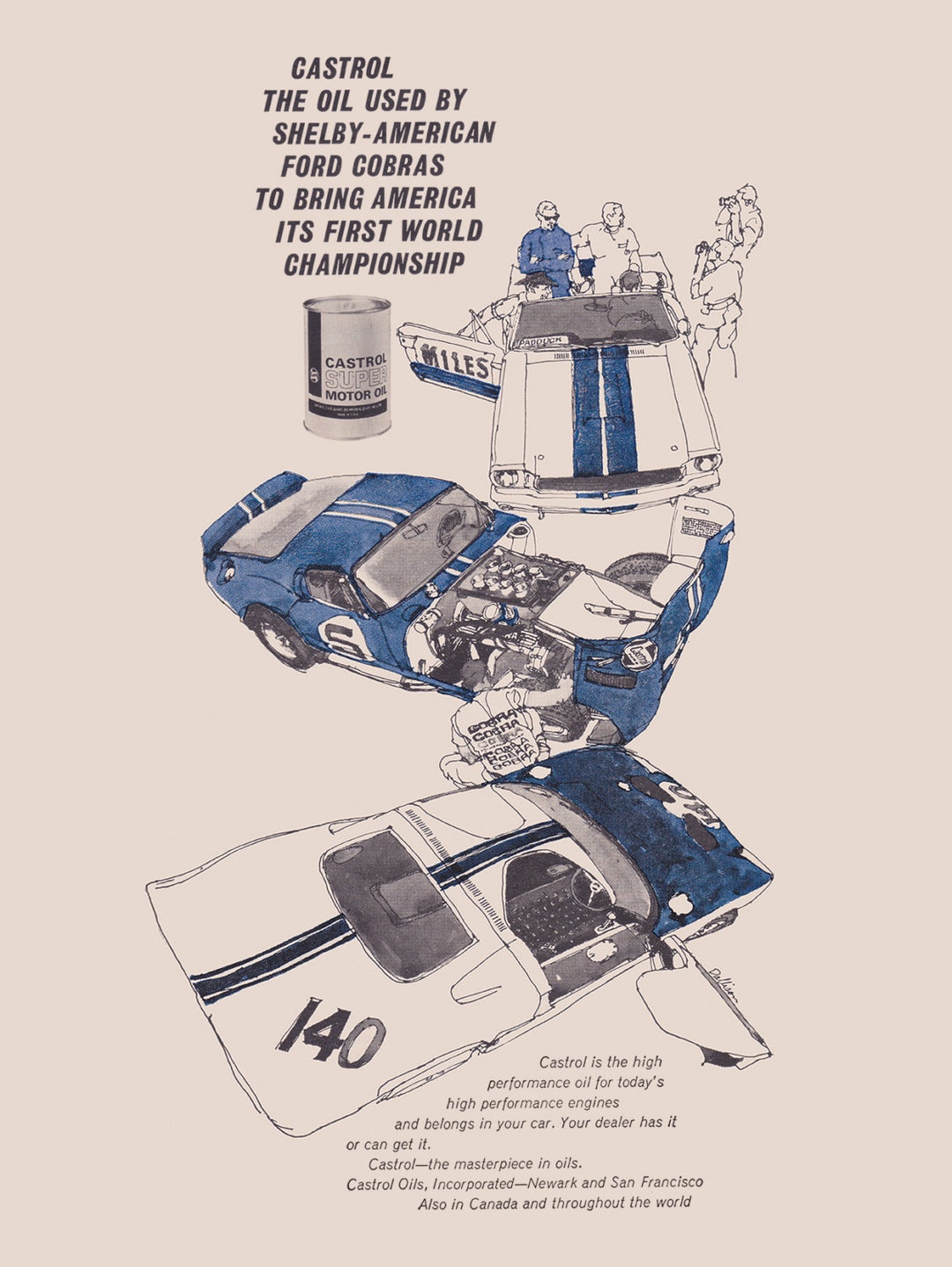 Castrol/team Shelby Print Ad (1963) - Restored and Enlarged Reprint - Etsy