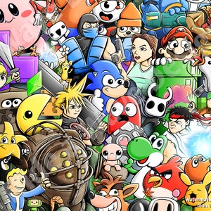 Video Game Print Game Characters Art Print Xbox Nintendo Playstation ...