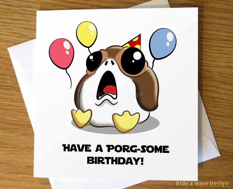 Porg Birthday Card Star Wars Birthday Card Porg Greeting | Etsy UK